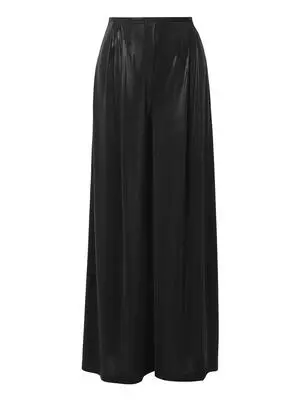 Norma Kamali Pleated Wide-leg Stretch-jersey Pants - Black