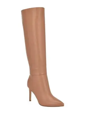 Nine West Pointed Toe Knee High Boots - Beige