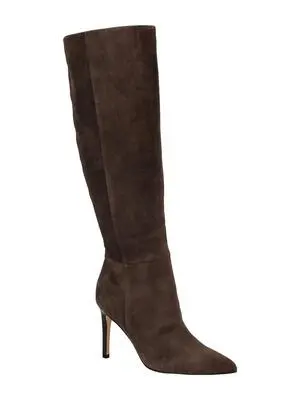 Nine West Pointed Toe Knee High Boots Dark Brown