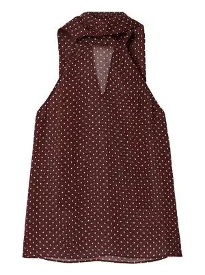 NILI LOTAN Alla Polka-dot Halterneck Tank - Burgundy