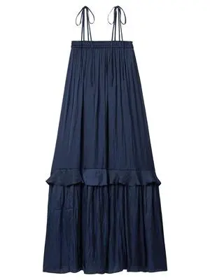 LA LIGNE Fleur Ruffled Crinkled-satin Maxi Dress - Blue