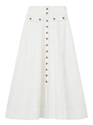 MAISON MAYLE Paneled Denim Midi Skirt