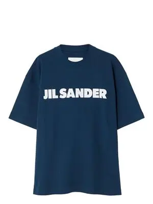 JIL SANDER Printed Cotton-jersey T-shirt - Blue