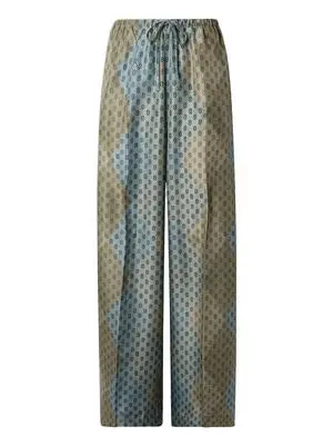 Dries Van Noten Printed Silk-habotai Straight-leg Pants - Blue