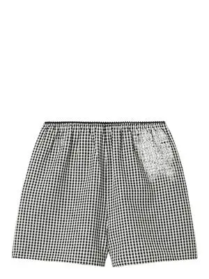 DÔEN Larena Gingham Recycled-seersucker Shorts - Black
