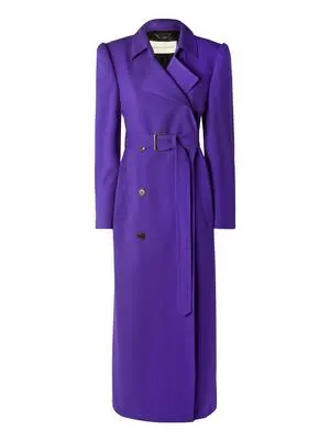 Dries Van Noten Double-breasted Belted Wool-blend Coat - Purple