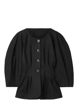 Carolina Herrera Pleated Cotton-blend Sateen Jacket - Black