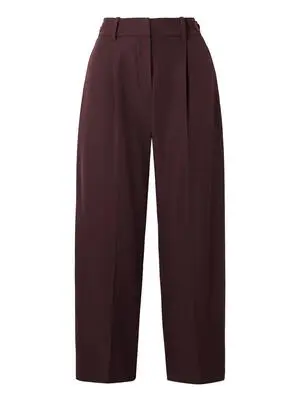 Brunello Cucinelli Pleated Tapered Twill Pants - Burgundy
