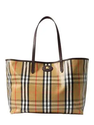 Burberry Highlands Checked Coated-canvas Tote - Neutrals