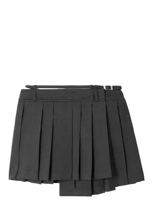 Acne Studios Belted Asymmetric Pleated Mini Skirt - Gray