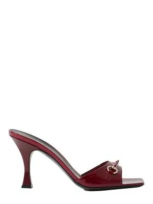 Gucci Selene Horsebit-embellished Patent-leather Mules - Burgundy