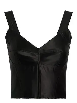 Dolce & Gabbana Elastic Satin Top - Black