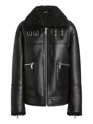 Dolce & Gabbana Shearling-collar Leather Jacket - Black
