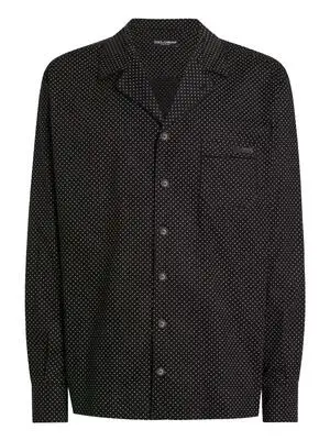 Dolce & Gabbana Polka-dot Revere Shirt - Black