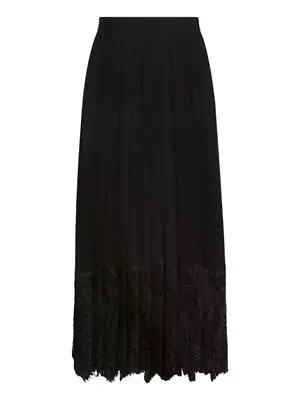 Dolce & Gabbana Lace-trim Pleated Midi Skirt - Black