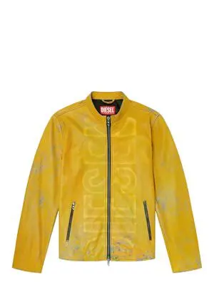 DIESEL L-evert-a Leather Zip-front Jacket - Yellow