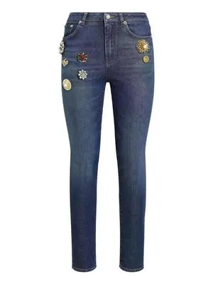 Dolce & Gabbana High-rise Embellished Jeans - Blue