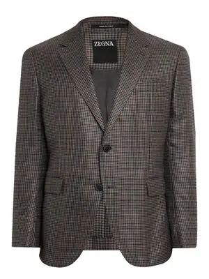 Zegna Cashmere And Silk Houndstooth Sport Coat - Dark Grey