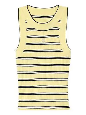 Sandro Stripe-print Knitted Vest Top - Light Yellow