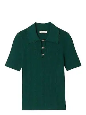 Sandro Knitted Polo Jumper - Dark Green