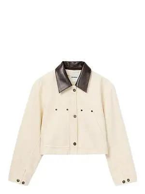 Sandro Contrast-collar Workwear Jacket - Ecru