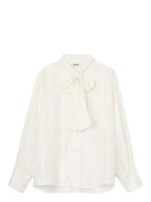 Sandro Lavallière-tie Long-sleeve Silk Blouse - Ecru