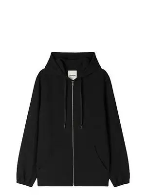 Sandro Zip Tech-knit Jersey Hoodie - Black