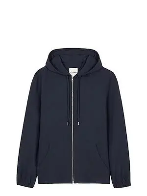 Sandro Tech-knit Jersey Zip Up Hoodie - Navy Blue