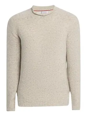 Brunello Cucinelli Wool-blend Mélange Crewneck Sweater - Light Grey