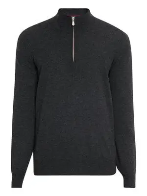 Brunello Cucinelli Cashmere Quarter-Zip Sweater Charcoal