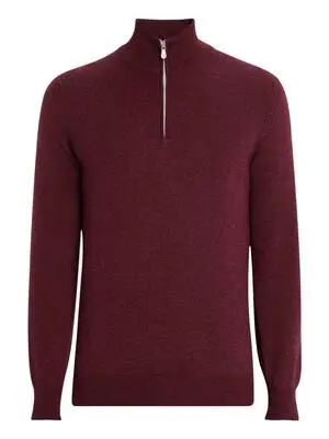 Brunello Cucinelli Cashmere Quarter-Zip Sweater Dark Purple