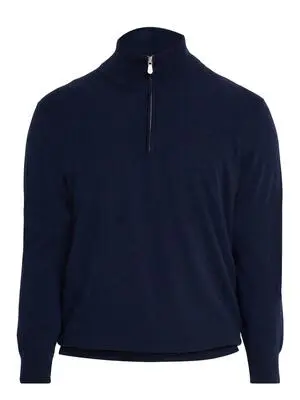 Brunello Cucinelli Cashmere Quarter-Zip Sweater Navy