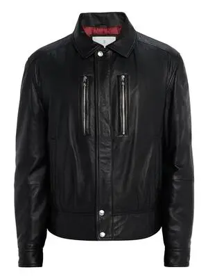 Brunello Cucinelli Leather Full-zip Bomber Jacket - Black
