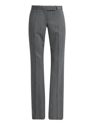 Alexander McQueen Herringbone Wool Flared Trousers - Antracite
