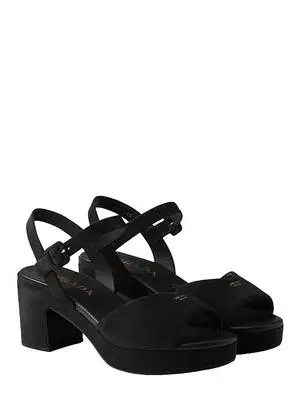 Prada Padded Suede Sandals - Black
