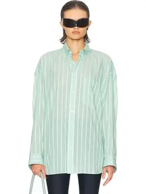 Balenciaga Long Sleeve Cocoon Shirt - Green & White