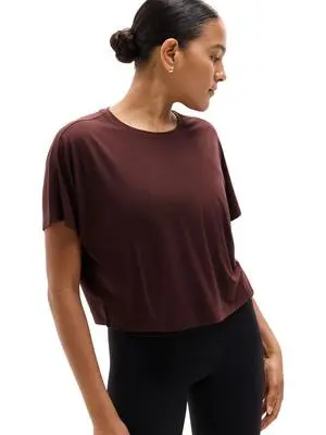 Athleta Relaxed Fit Crop Tee - Garnet