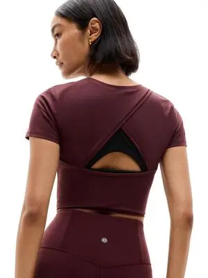 Athleta Transcend Open Back Tee Garnet