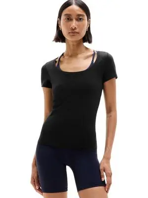 Athleta Transcend Scoop Neck Tee - Black