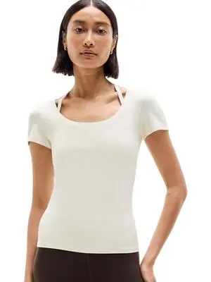 Athleta Transcend Scoop Neck Tee - Bone