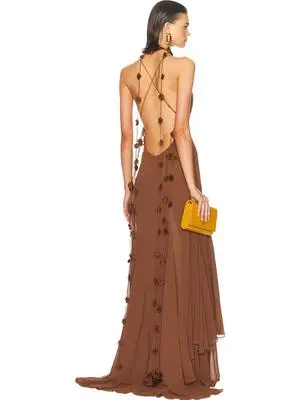 chinese dress ladies retroféte Women's Deena Chiffon Dress - Brown main image 0