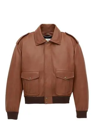 Saint Laurent Shearling Collar Leather Jacket - Brown