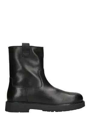 Giorgio Armani Leather Ankle Boots - Black