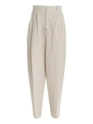 Jacquemus Cotton-linen Pleated Trousers - Beige