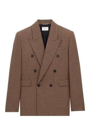 Saint Laurent Wool Check Blazer - Brown