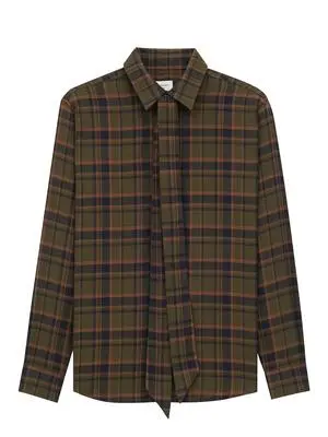 Saint Laurent Check Lavallière Shirt - Beige
