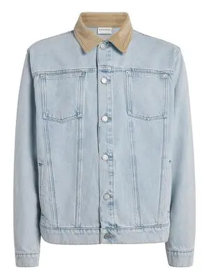 Drole De Monsieur Cord-collar Denim Trucker Jacket - Blue