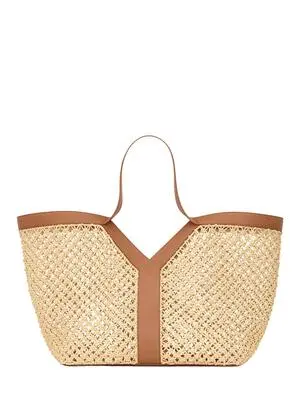 Saint Laurent Raffia Y Tote Bag - Beige