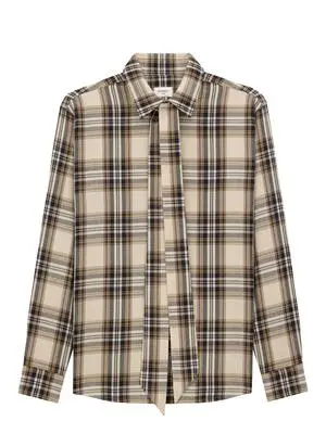 Saint Laurent Tartan Pussy-bow Shirt - Yellow