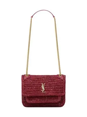 Saint Laurent Mini Raffia Niki Shoulder Bag - Pink